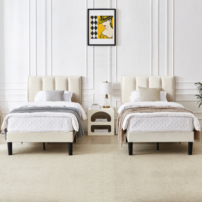 Urbanuniteusa Upholstered Platform Bed Included Two Twin Size Beds ...