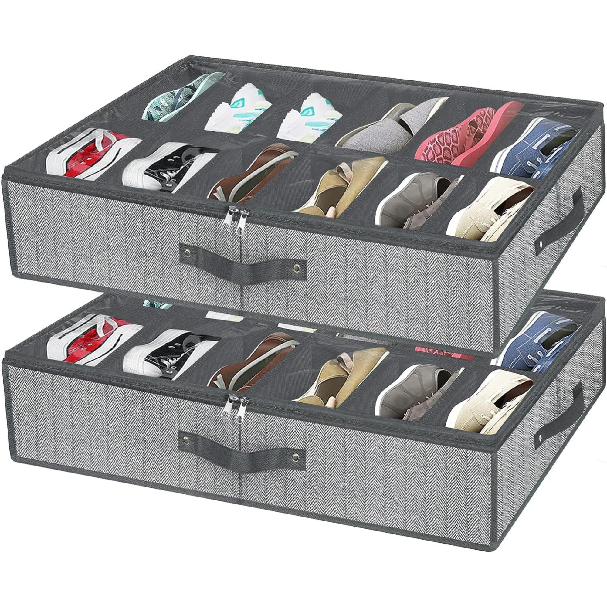 Rebrilliant Under Bed Shoe Storage Organizer For Closet Fits 24 Pairs ...