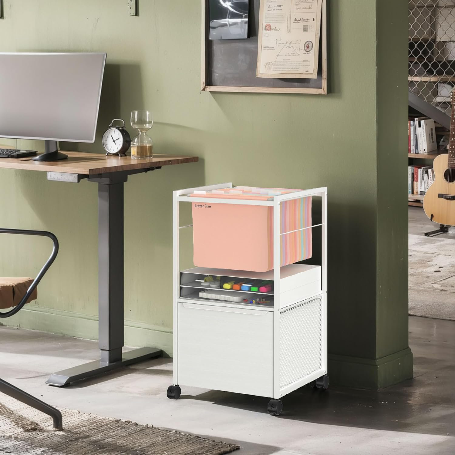Ebern Designs Mobile Filing Cabinet On Lockable Wheels,Under Desk ...