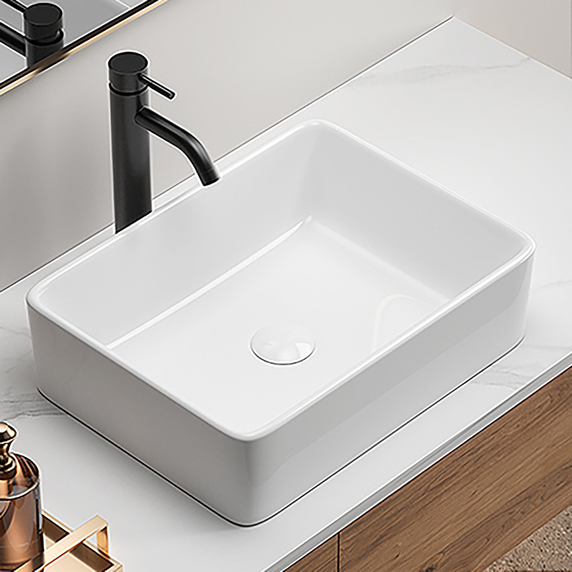 DSUNNER Vessel Sink Rectangle 19 Inch Bathroom Sink,Rectangular Modern ...