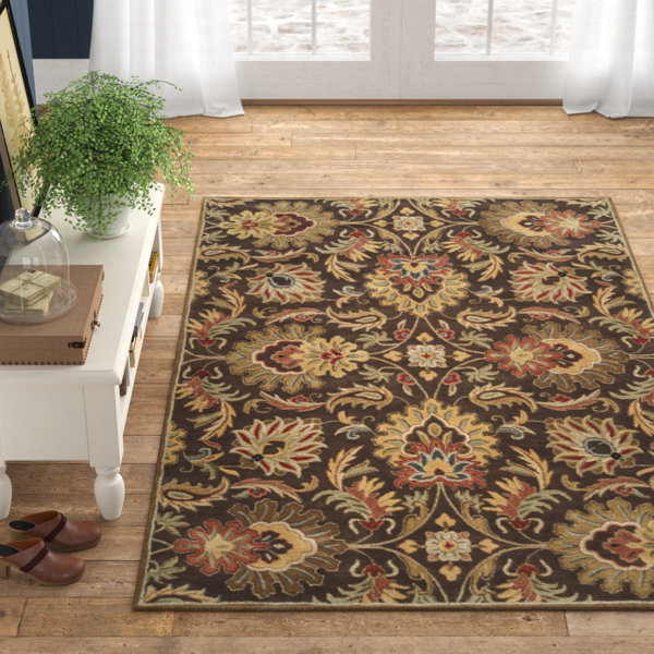 Birch Lane™ Arden Handmade Wool Dark Brown/Garnet Rug & Reviews | Wayfair
