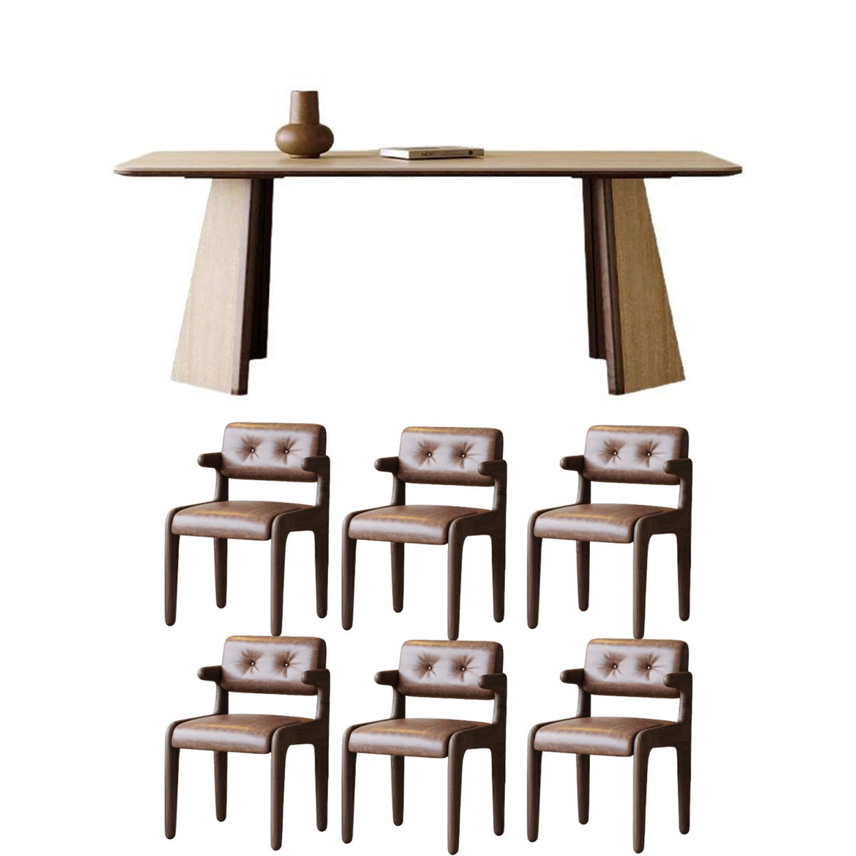 RESROS Modern Solid Wood Stone Table | Wayfair