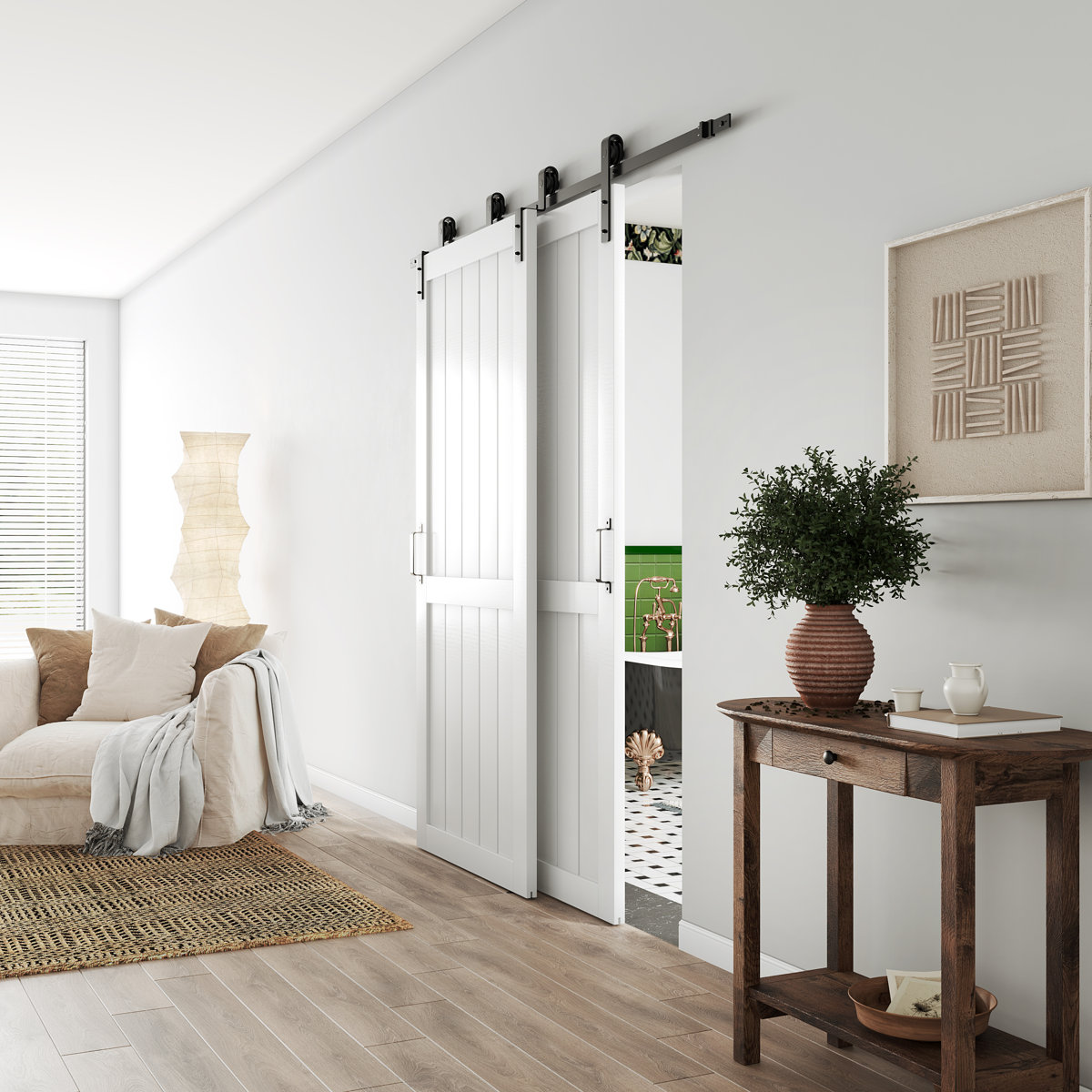 CHIC MODE Bypass Barn Door Sliding Interior Door With Hardware Kit ...