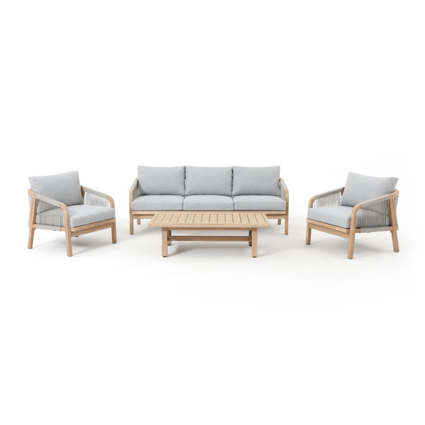 OC Orange-Casual 5-Person Outdoor Acacia Wood Conversation Set With ...