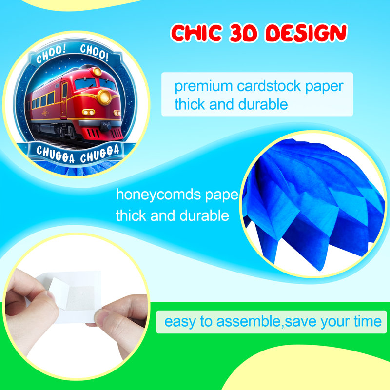 The Holiday Aisle® Train Honeycomb Centerpiece,9Pcs Train Party ...