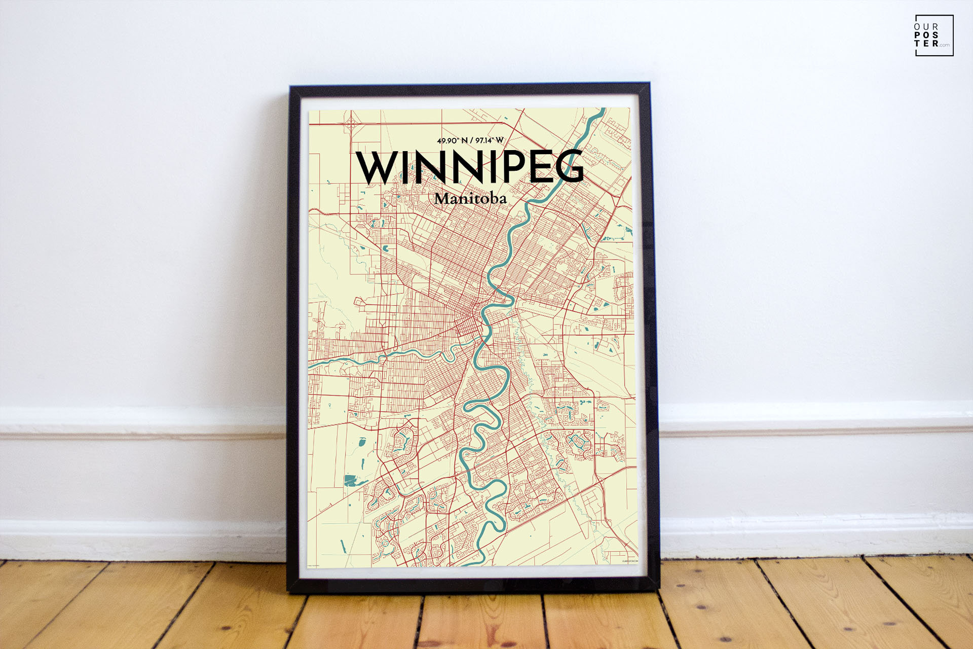 OurPoster.com 'Winnipeg City Map' Graphic Art Print Poster in Tricolor ...