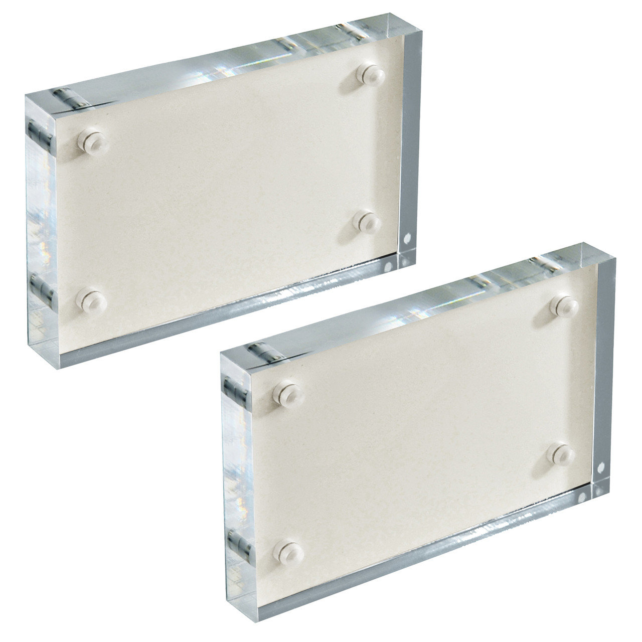 Azar Displays White Acrylic Block with Metal Back Plate 4.5" X 3", 2 ...