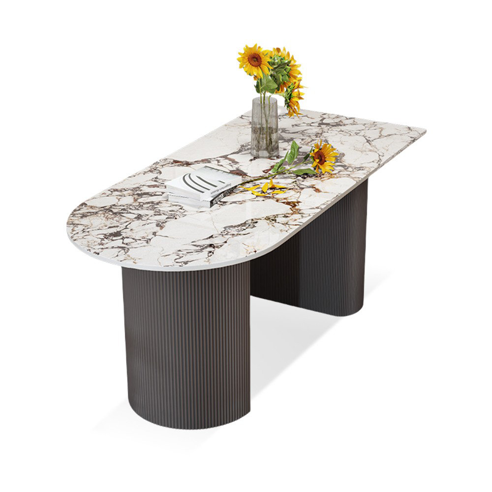 Orren Ellis Picture color Half-circle Sintered Stone tabletop Dining ...