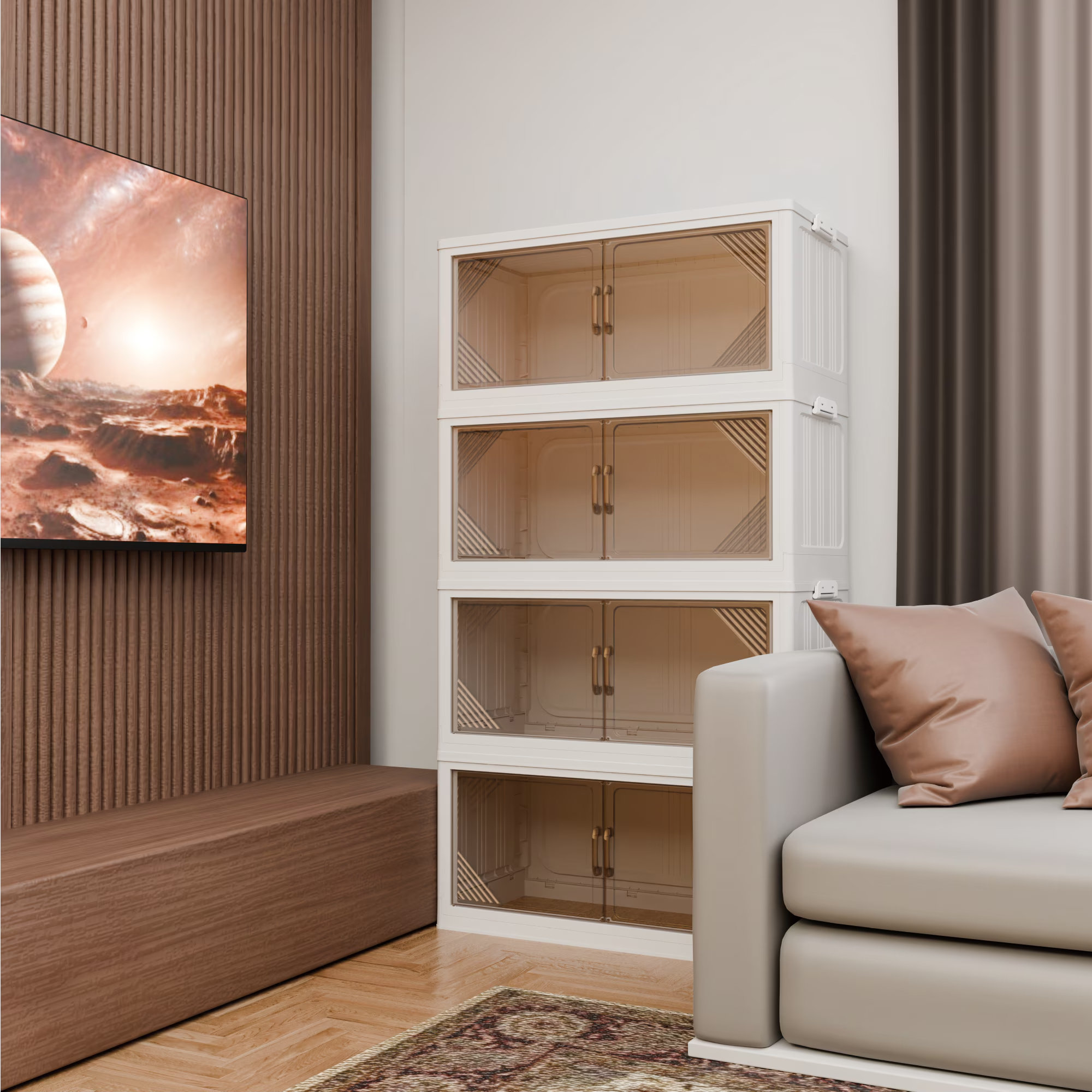 Rebrilliant 2 Pack Stackable Folding Storage Closet with Lid | Wayfair