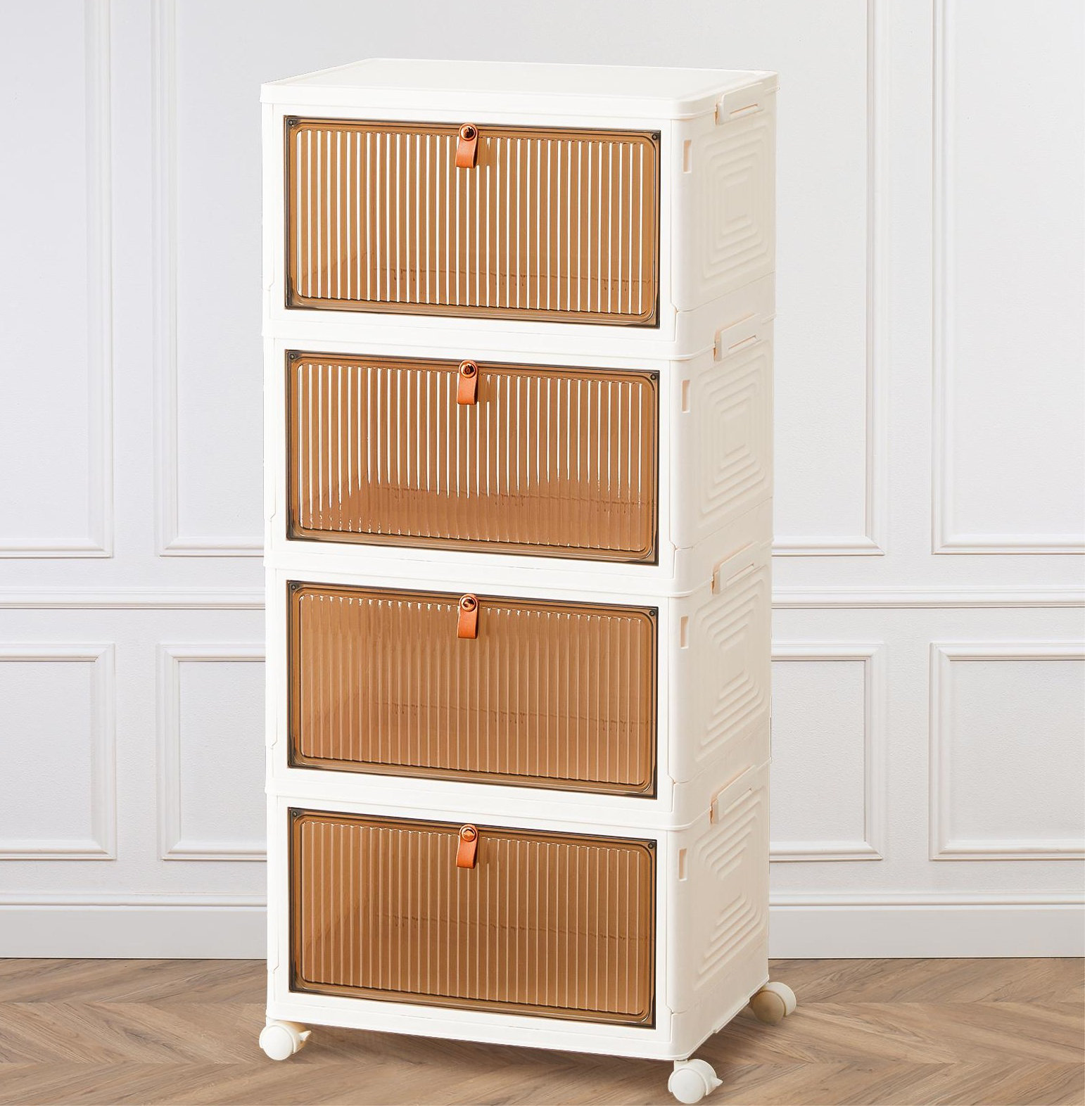 Hokku Designs 4 Tier Stackable Plastic Storage Bins with Lid,Magnetic ...