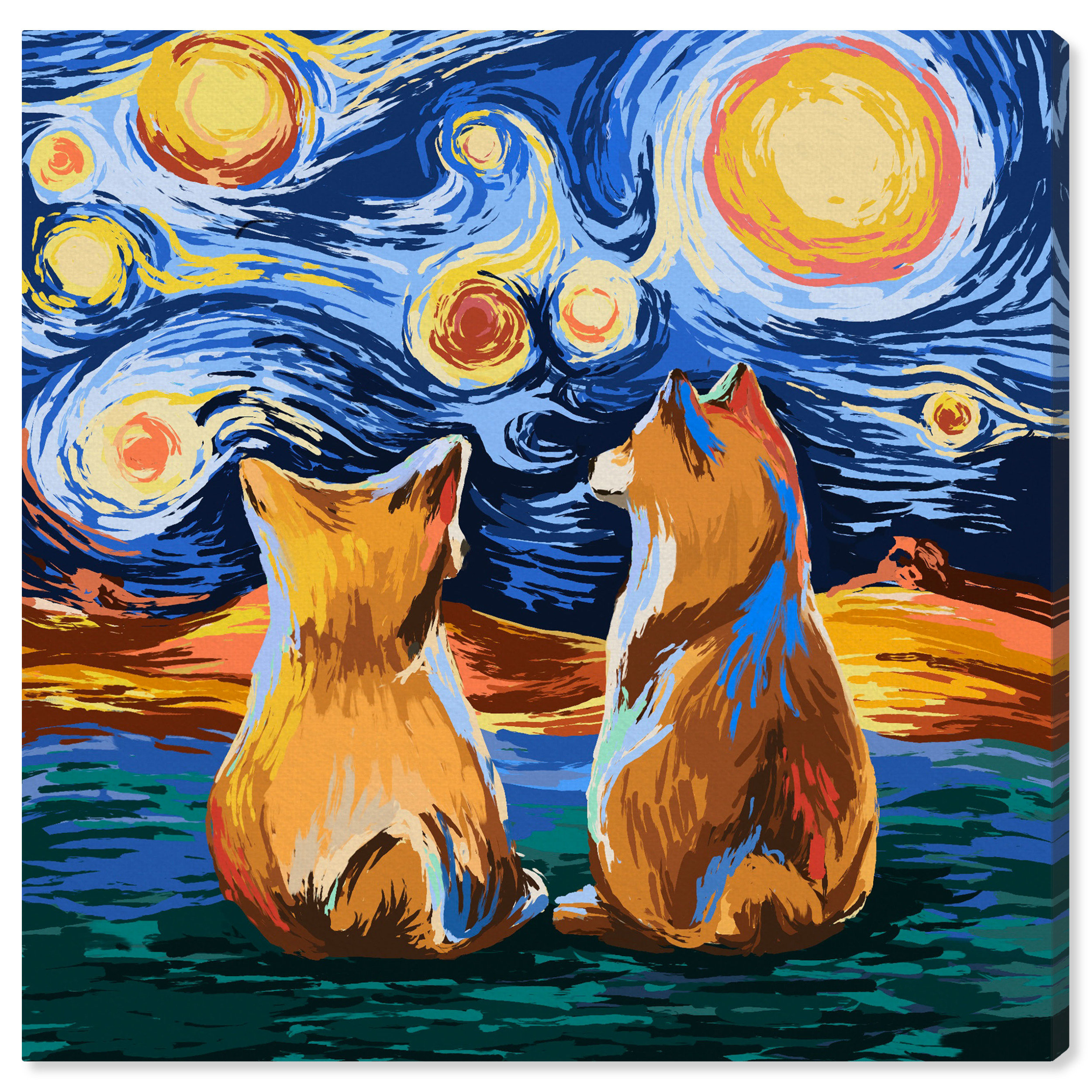Art Remedy Animals Best Friends Under the Stars Zoo and Wolves ...