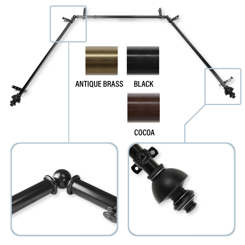 Darby Home Co Andreasen Steel Adjustable Overall Width Bay Window ...