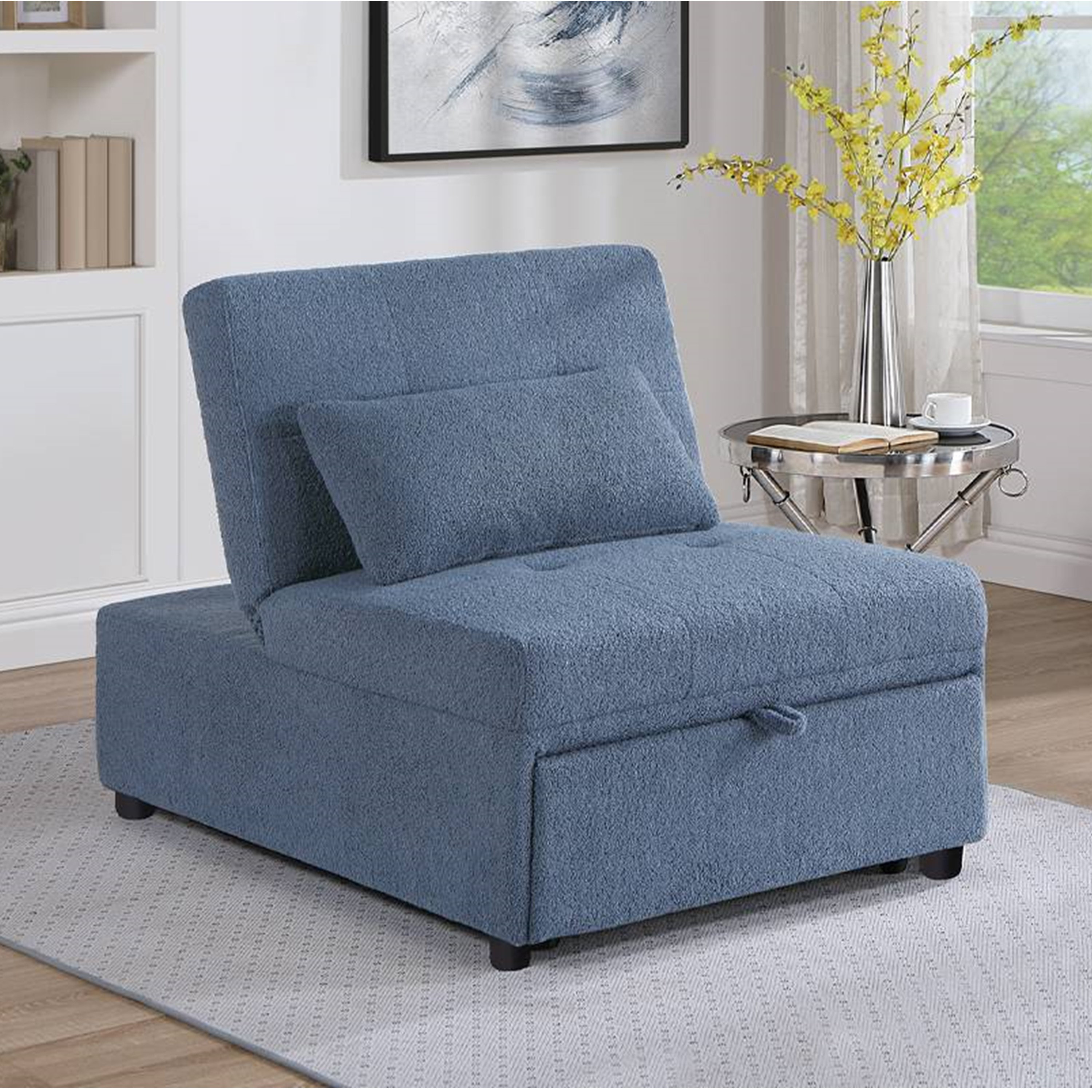 Latitude Run® Suheb 32" W Futon Chair in White Sherpa | Wayfair