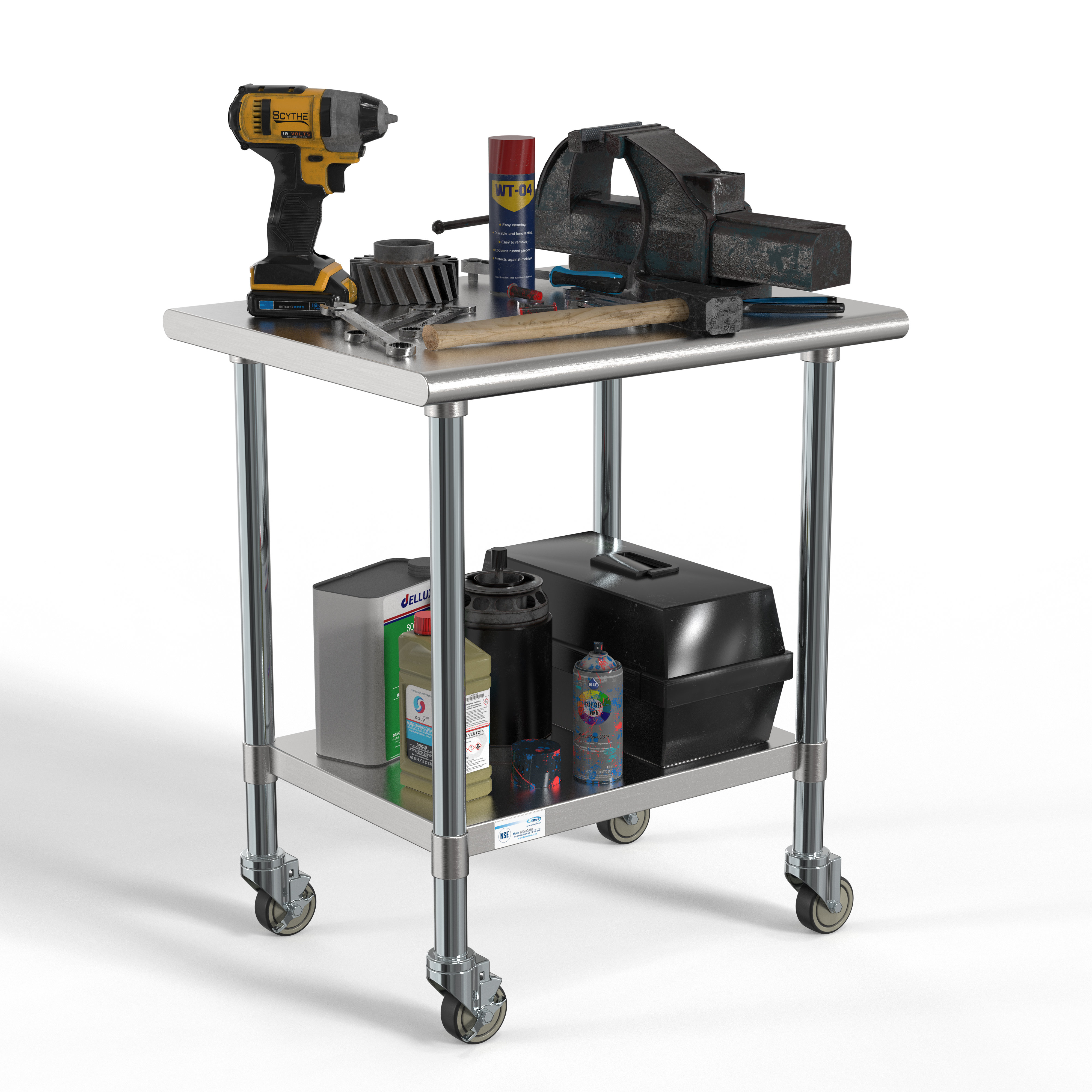 KoolMore 30"W Adjustable Height Stainless Steel Top Workbench - Wayfair ...