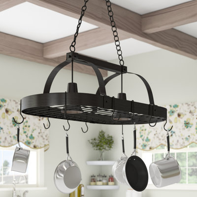 Prep & Savour Acuna Steel Oval Hanging Pot Rack & Reviews | Wayfair