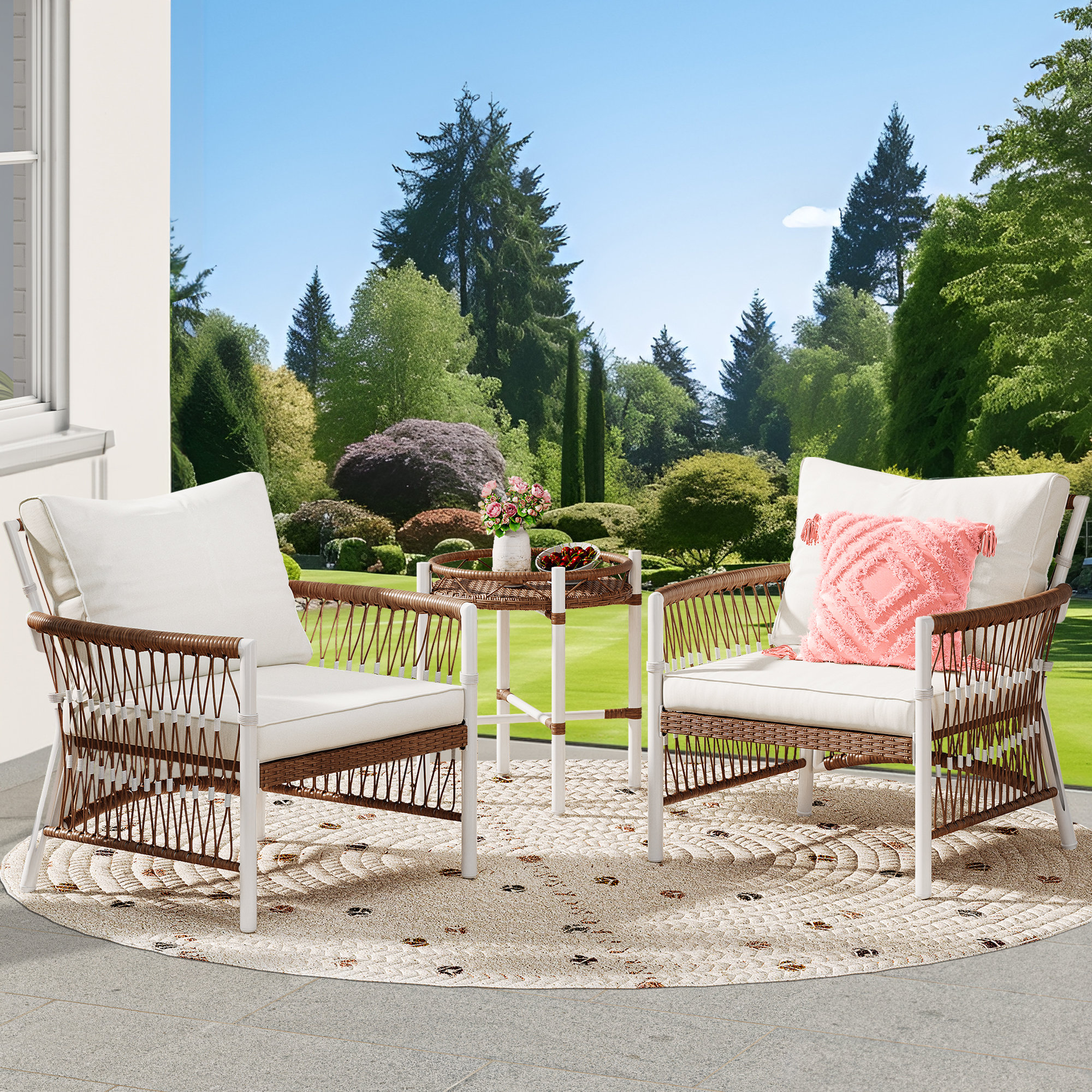 Bay Isle Home™ 3 Piece Patio Wicker(PE) Adirondack Chair Set - Wayfair ...