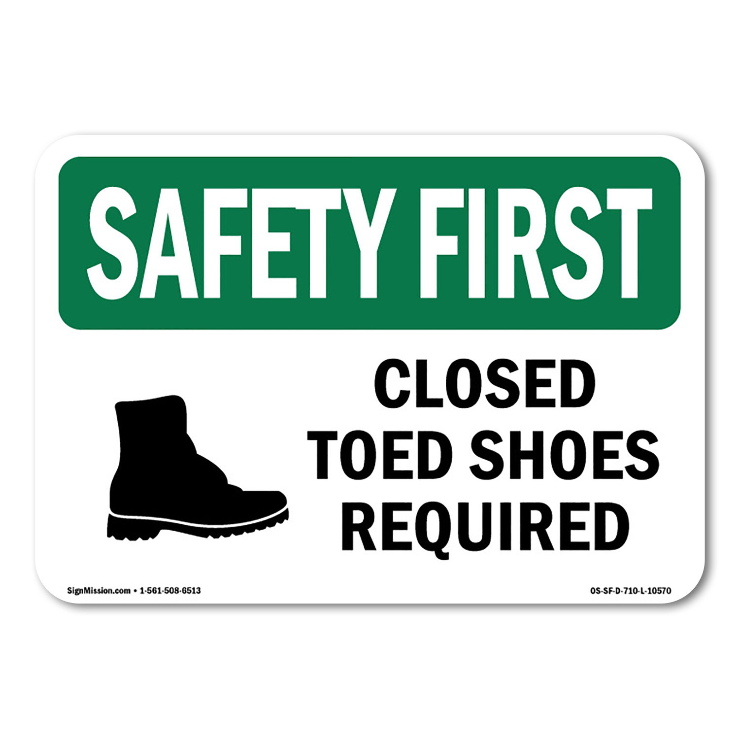 SignMission Closed Toed Shoes Required With Symbol Decal 10" X 7" | Wayfair