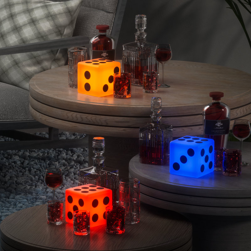 Wrought Studio™ 6" LED Dice Cube Light, 16 Colors Cube Lamp with Remote ...