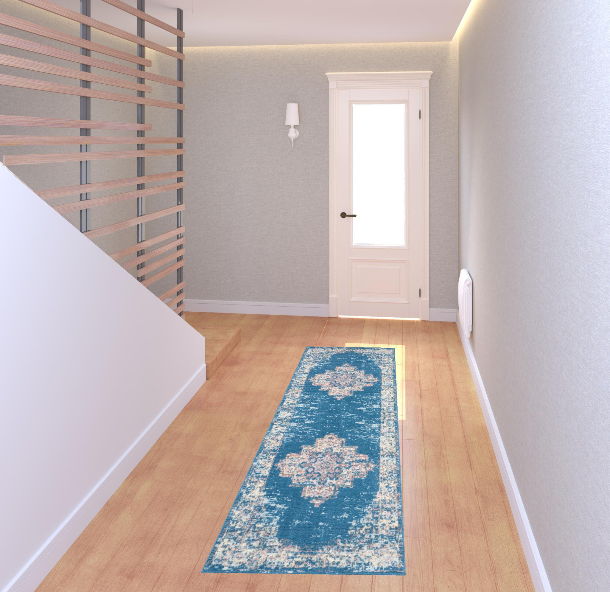 Dakota Fields Blue Damask Power Loom Rug | Wayfair