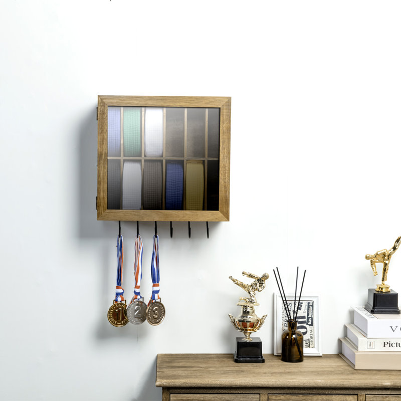MyGift 11.6'' H x 12.3'' W Solid Wood Trophy Display Case | Wayfair