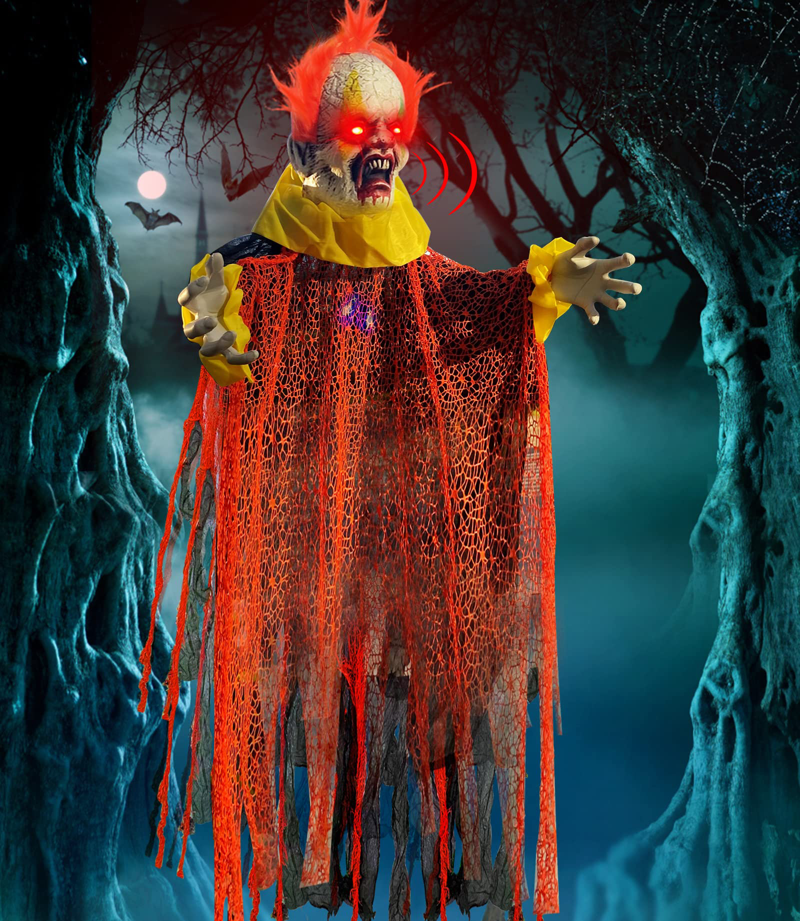 The Holiday Aisle® 50 Inch Halloween Hanging Animatronic Talking Clown ...
