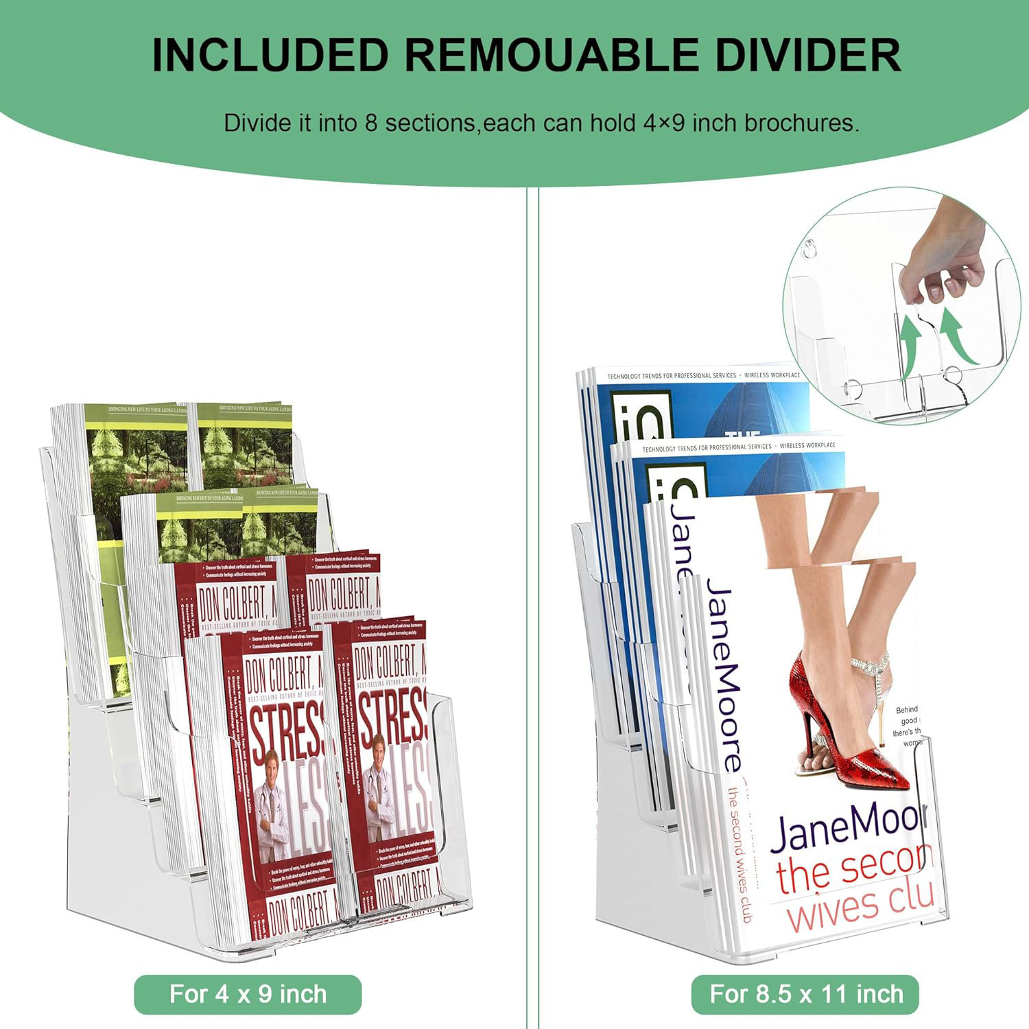 Rebrilliant 4 Tier Acrylic Brochure Holder 8.5 X 11 Inch, Clear ...