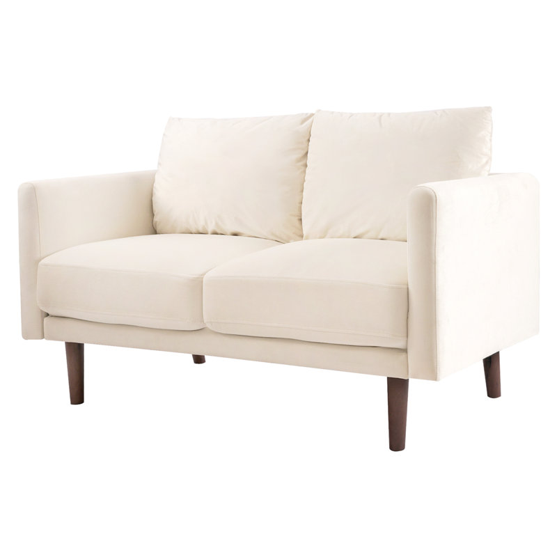 Ebern Designs Knapp 55.5" wide velvet round armrests and thick seat ...