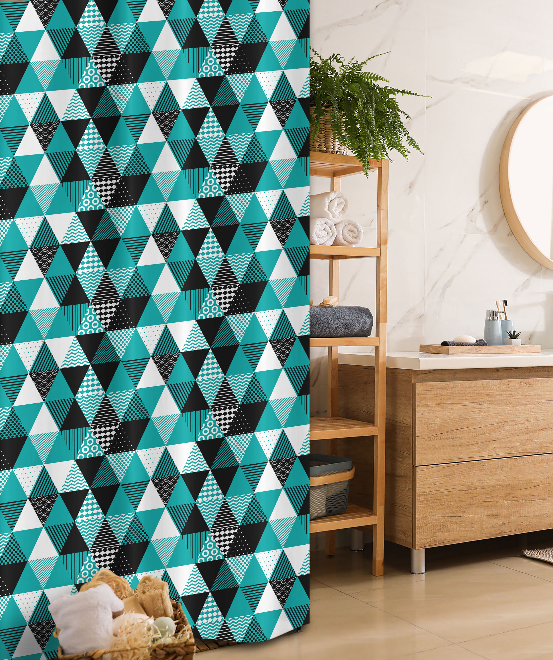 East Urban Home Rasheen Geometric Shower Curtain With Hooks Included