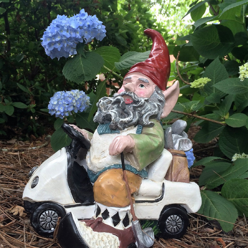 HomeStyles Nowaday Gnome Golfer in His Golf Cart Garden Statue ...