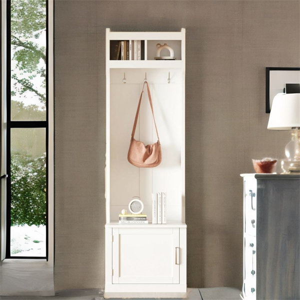 Red Barrel Studio® Minimalist Slim Hall Tree With Cabinet & 6 Hanging ...