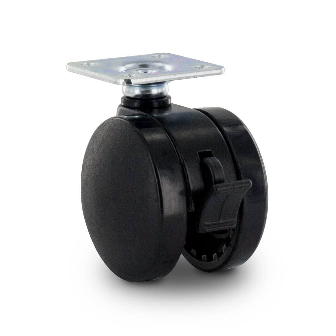 Outwater 2in. Black Nylon Swivel Non Hooded Twin Wheel Furniture Caster ...