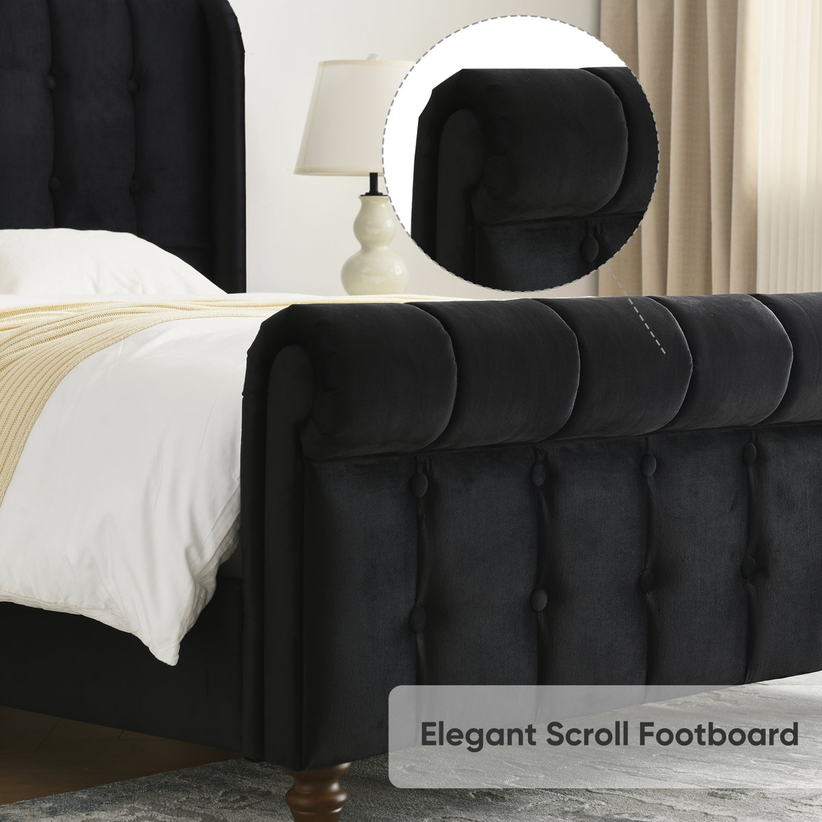 Latitude Run® Upholstered Platform Sleigh Bed with Button Tufted ...