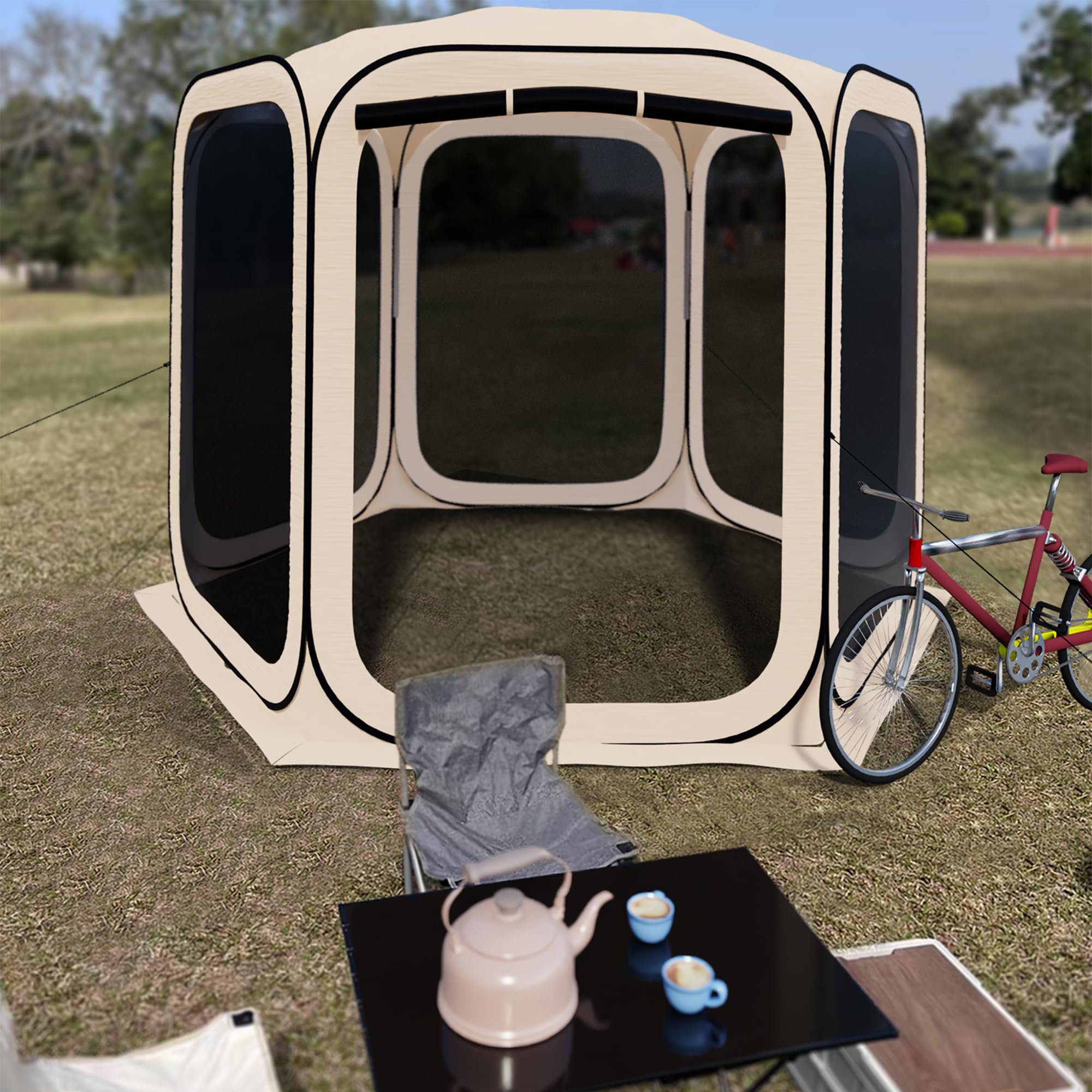 Zeki Shoggy Pop-Up Screen House Tent, Portable Screen Room Camping ...