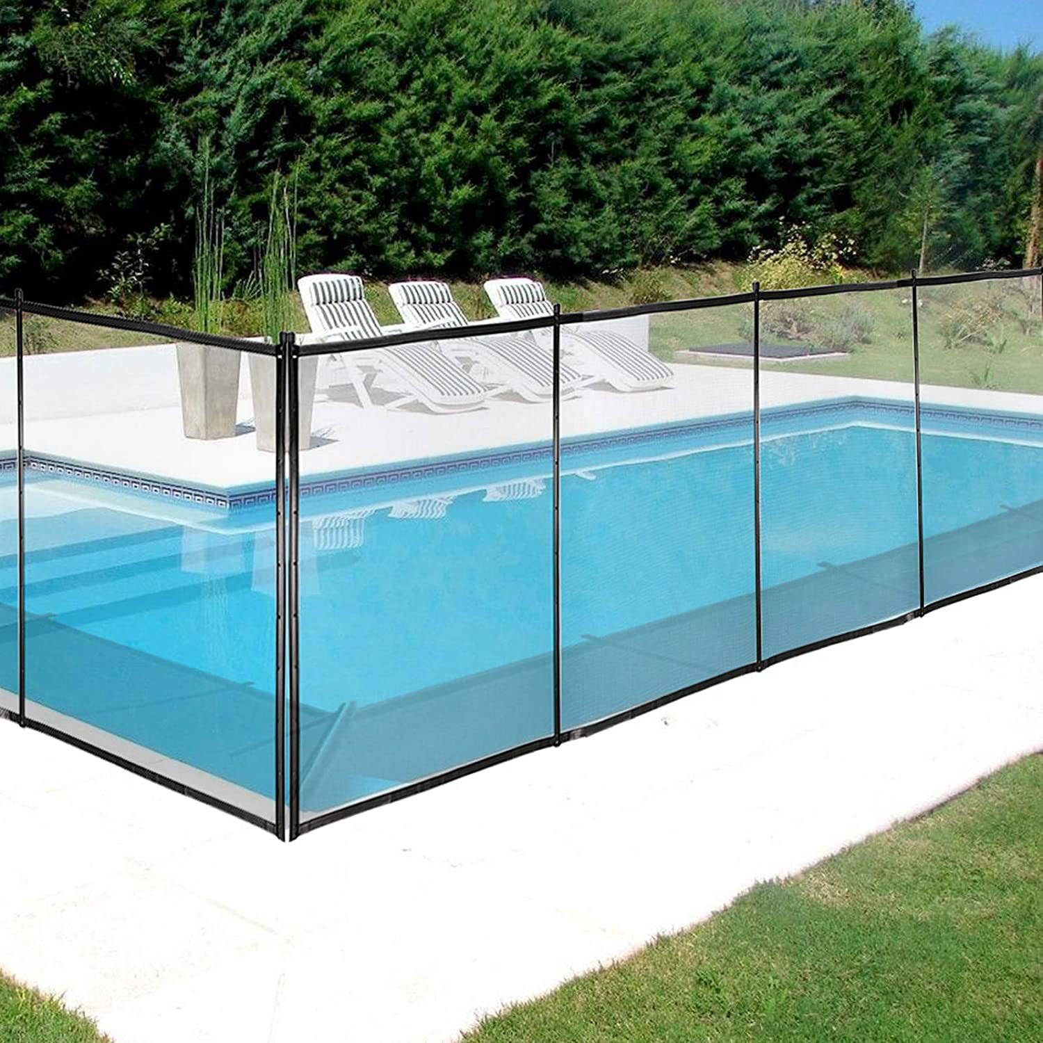 Pabin Inc Outdoor Pool Fence With Removable Mesh Barrier, For Inground ...