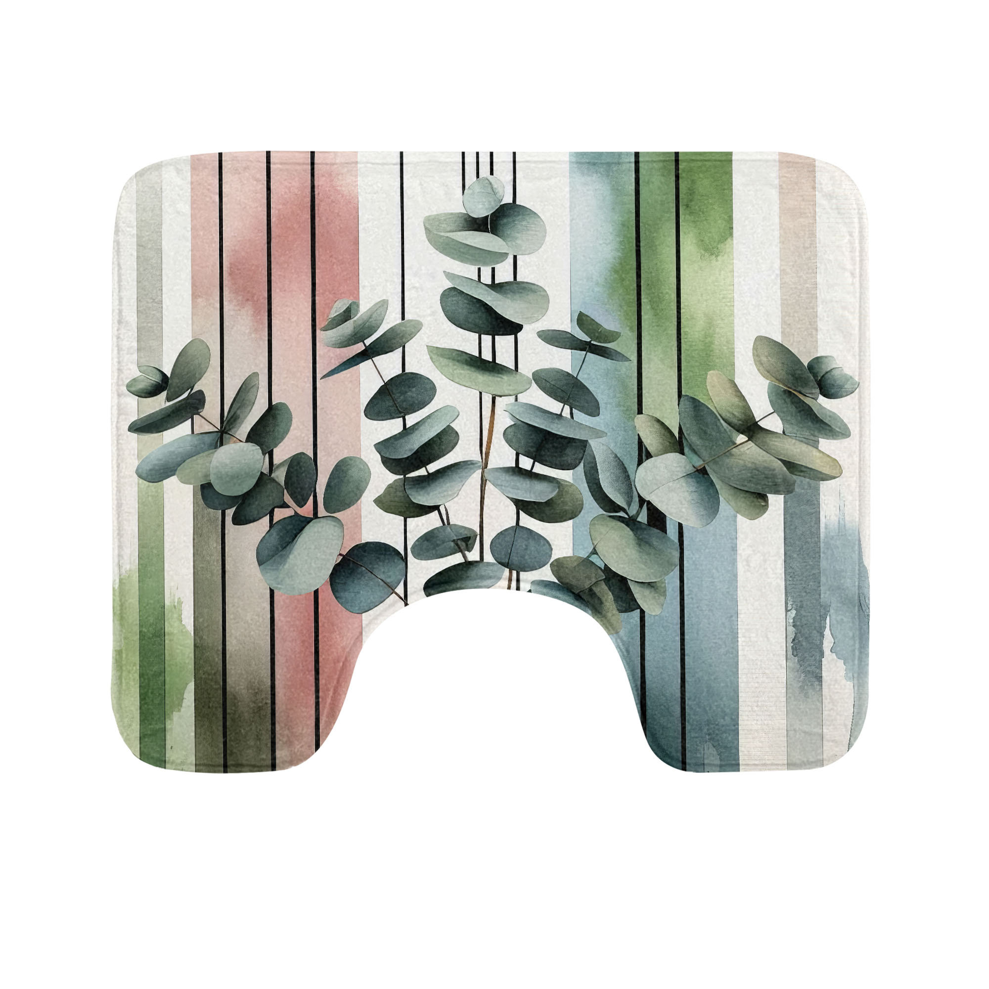 Dakota Fields Eucalyptus Toilet Mat U-Shape Bathroom Rug 20" Dark Sea ...