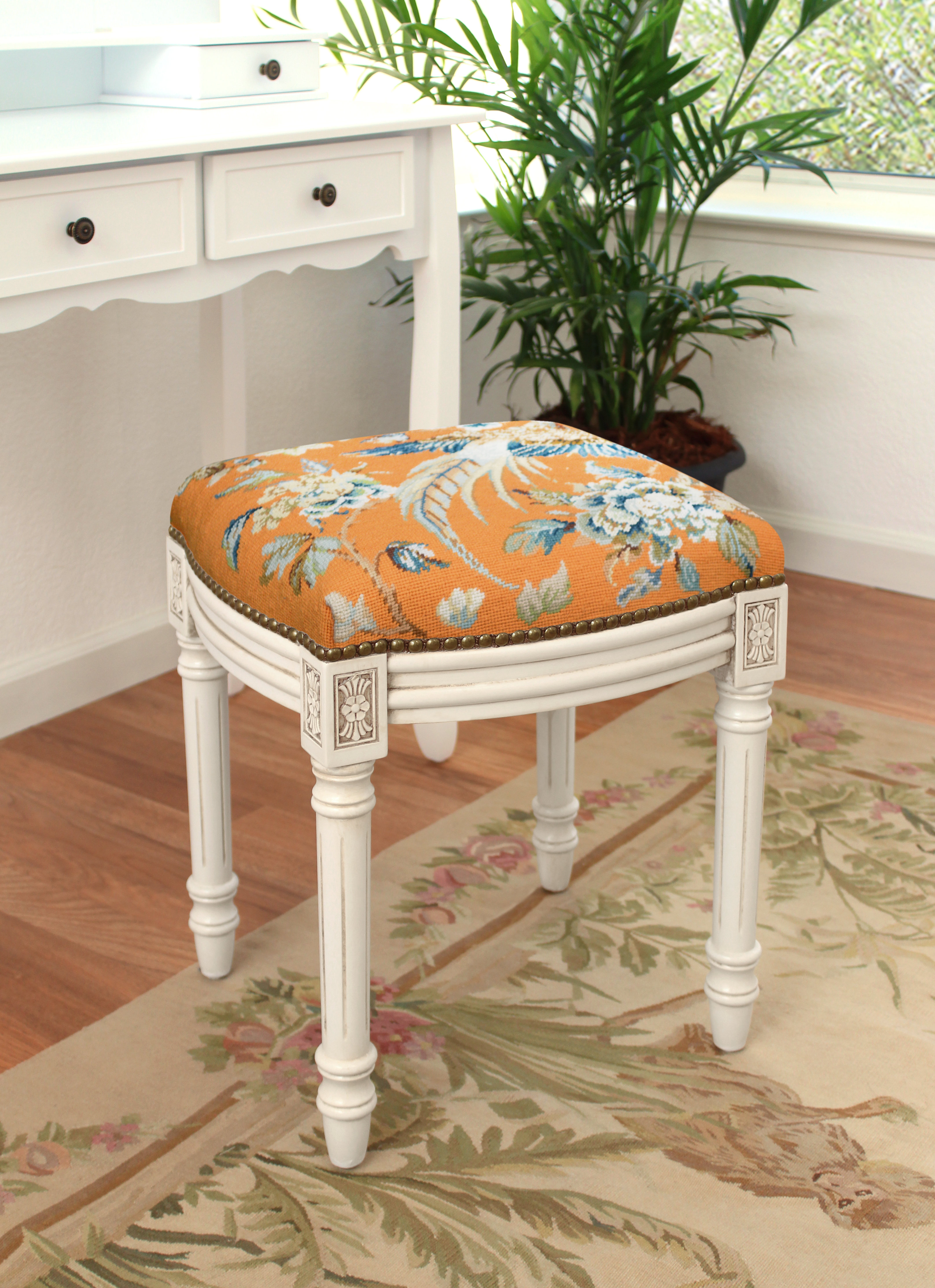 123 Creations Rashida Solid Wood Accent Stool | Wayfair
