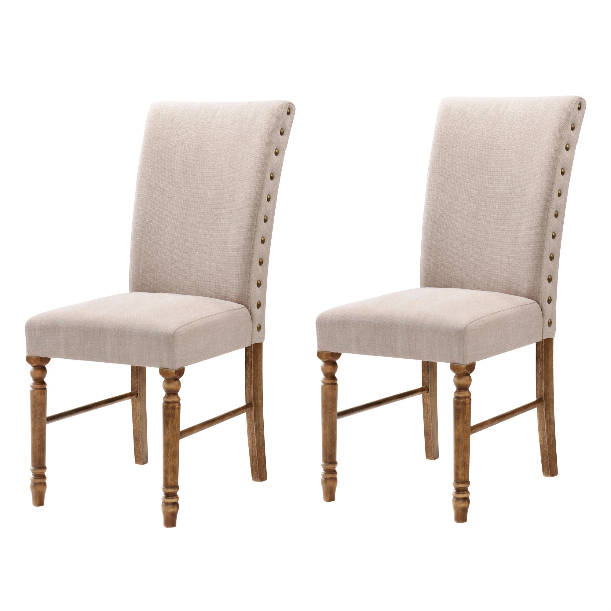 Rosalind Wheeler Cream And Weathered Oak Tight Back Parson Chairs (Set ...