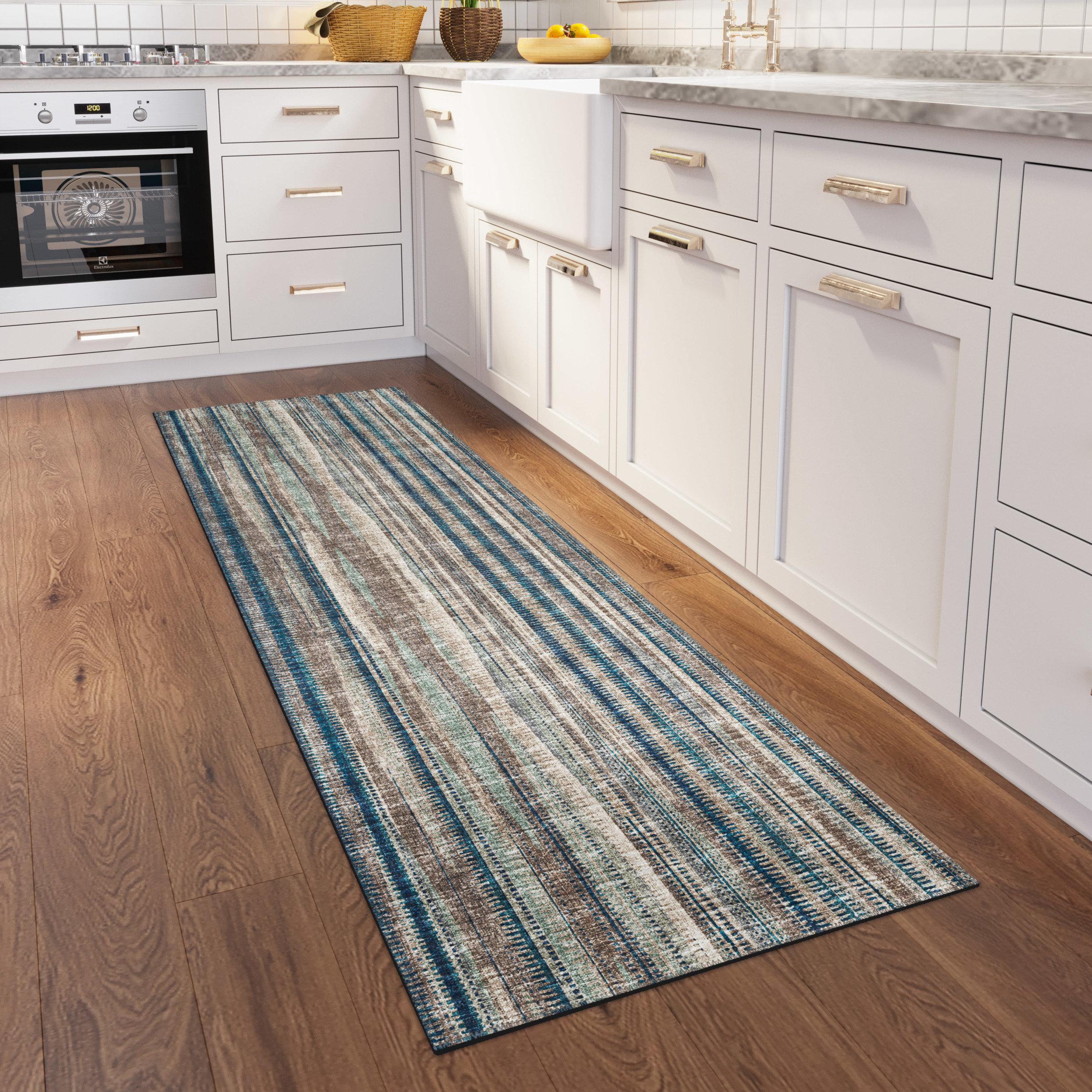 Breakwater Bay Haydee Striped Machine Made Flatweave Runner 2'3" x 7'6 ...