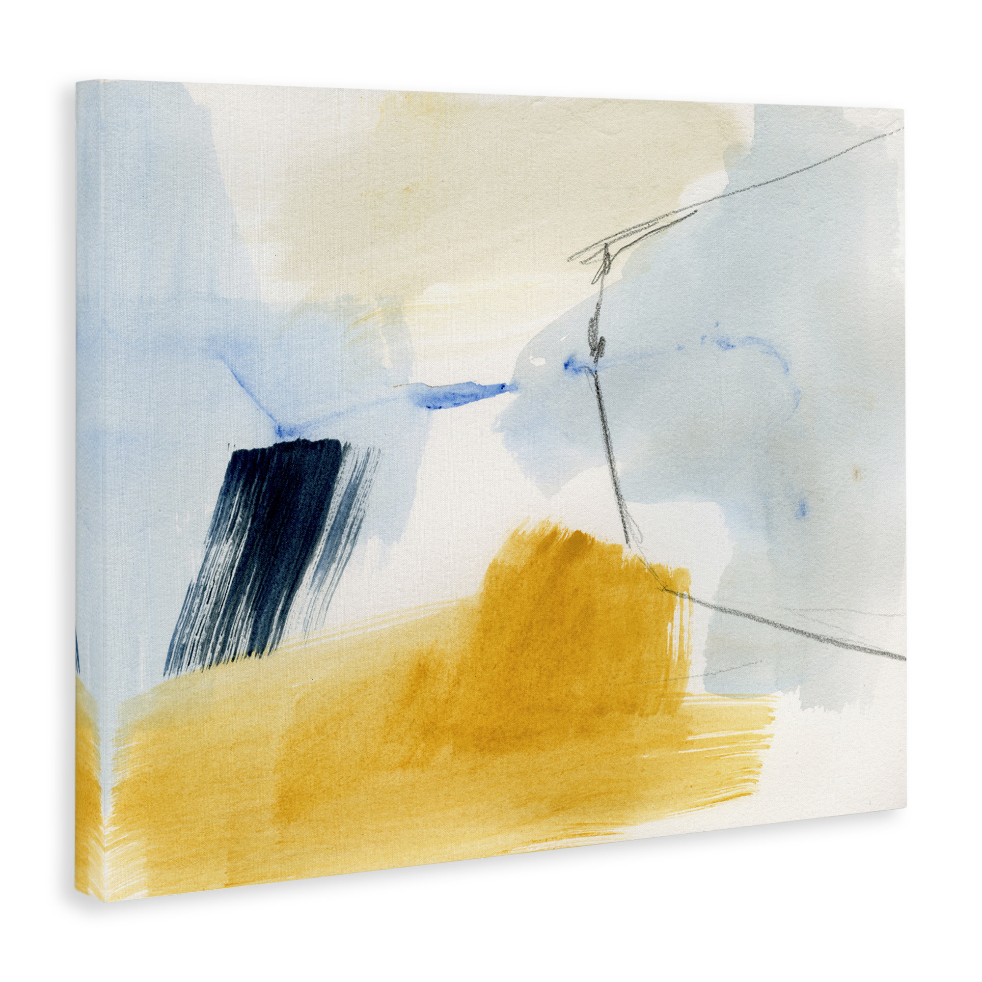 Wrought Studio™ Abstract Paint Yellow Accent Floater Canvas Wall Art by ...