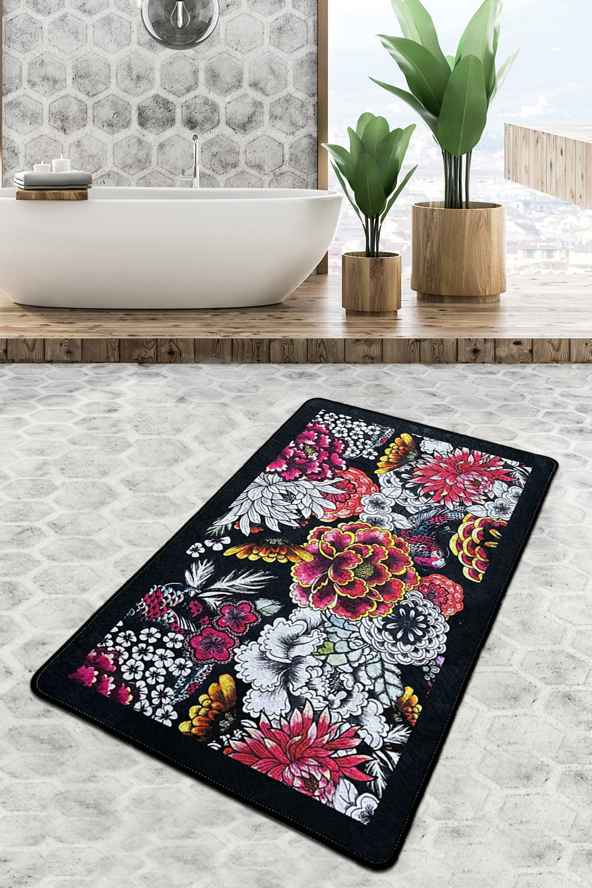 East Urban Home Cecili Floral Bath Rug | Wayfair