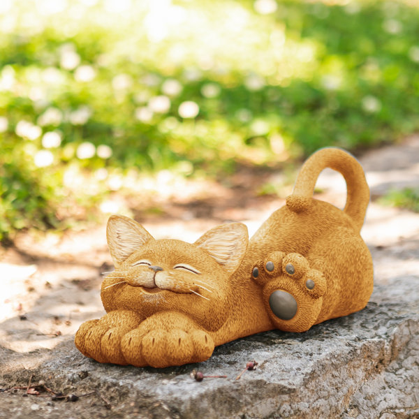 Trinx Whimsical Smiling Cat Garden Statue & Reviews | Wayfair