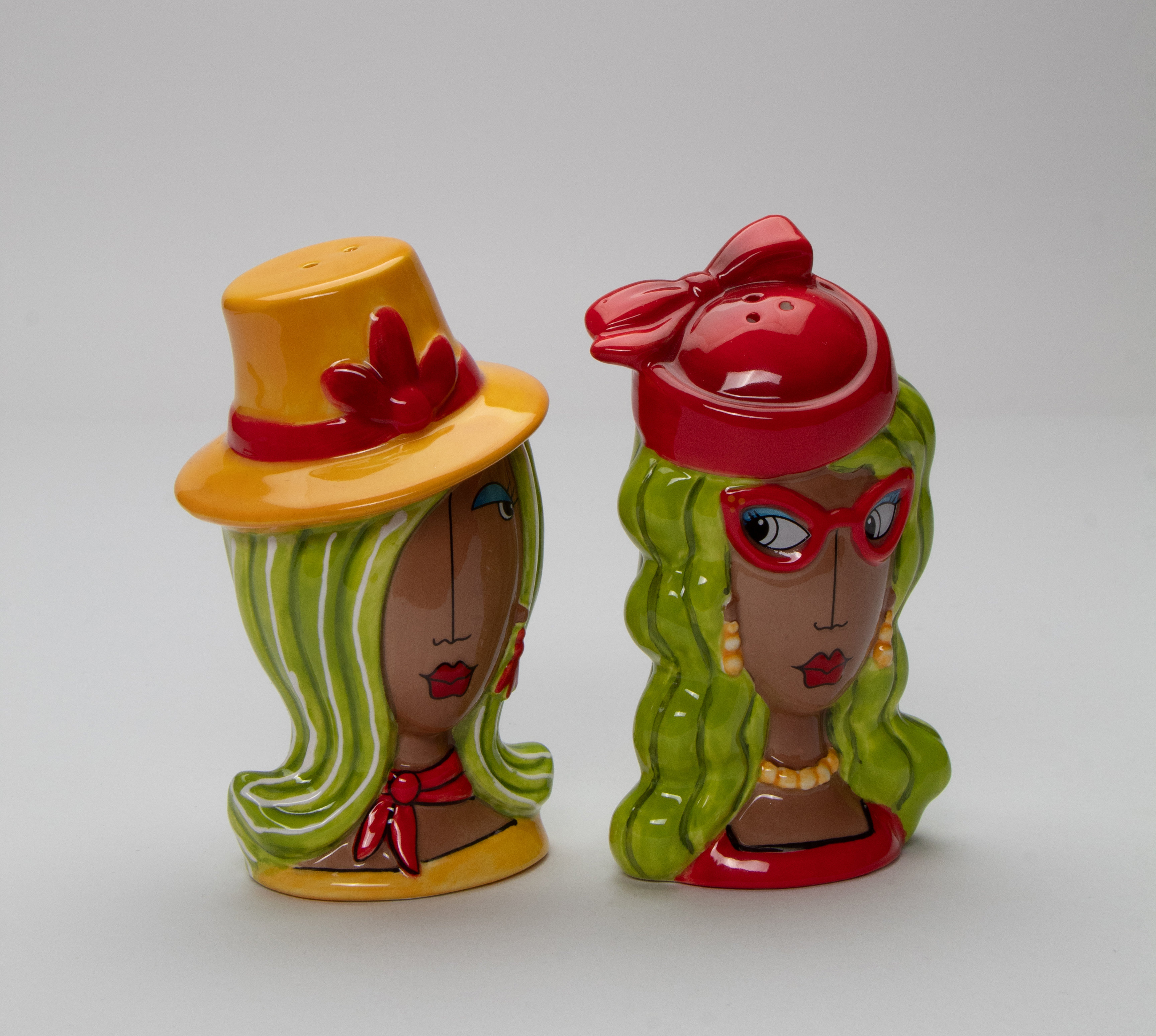 Cosmos Gifts Dollymama Red Hat & Yellow Hat Lady Salt And Pepper | Wayfair