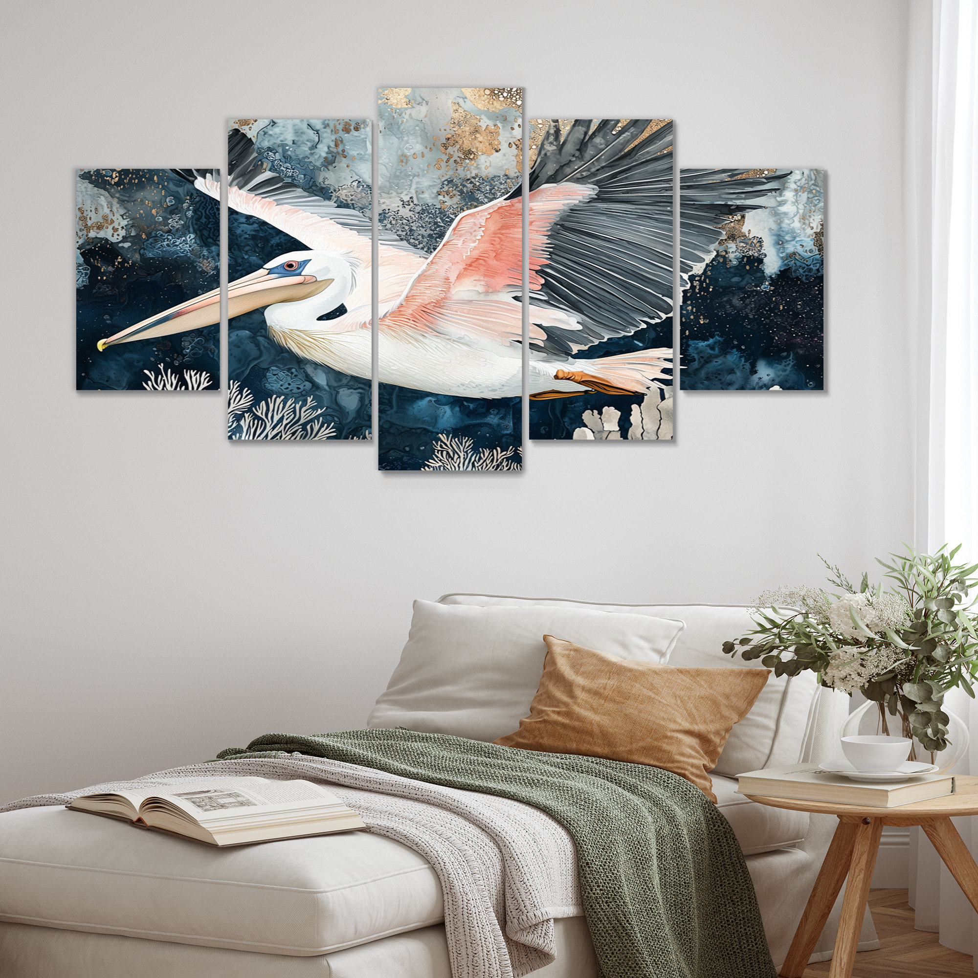 Bay Isle Home™ Pelican Flying Above OceanLandscape - Flying Wall Art ...
