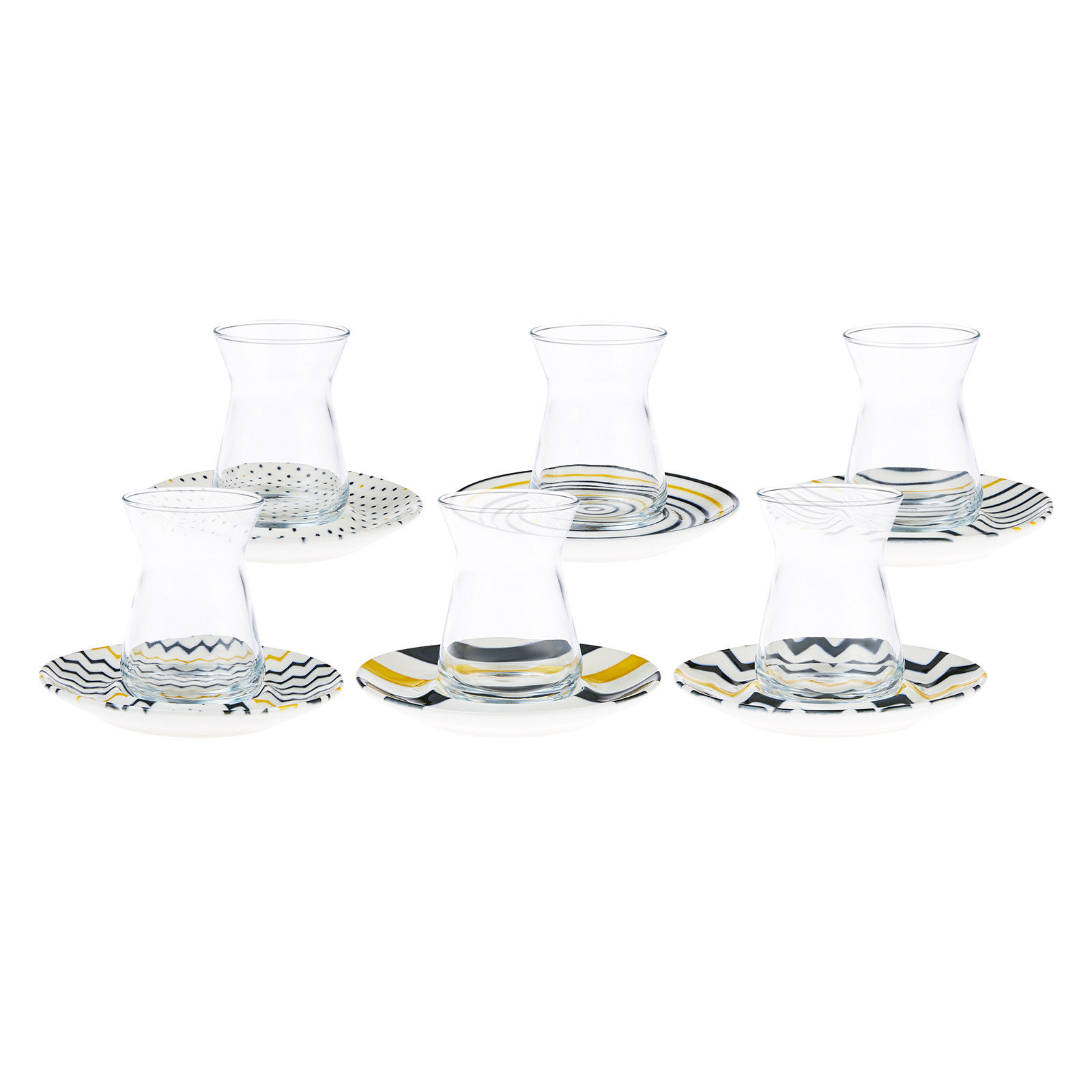Karaca Mosaic Tea Glasses And Saucers Set For 6 Pers. (12 Pieces ...