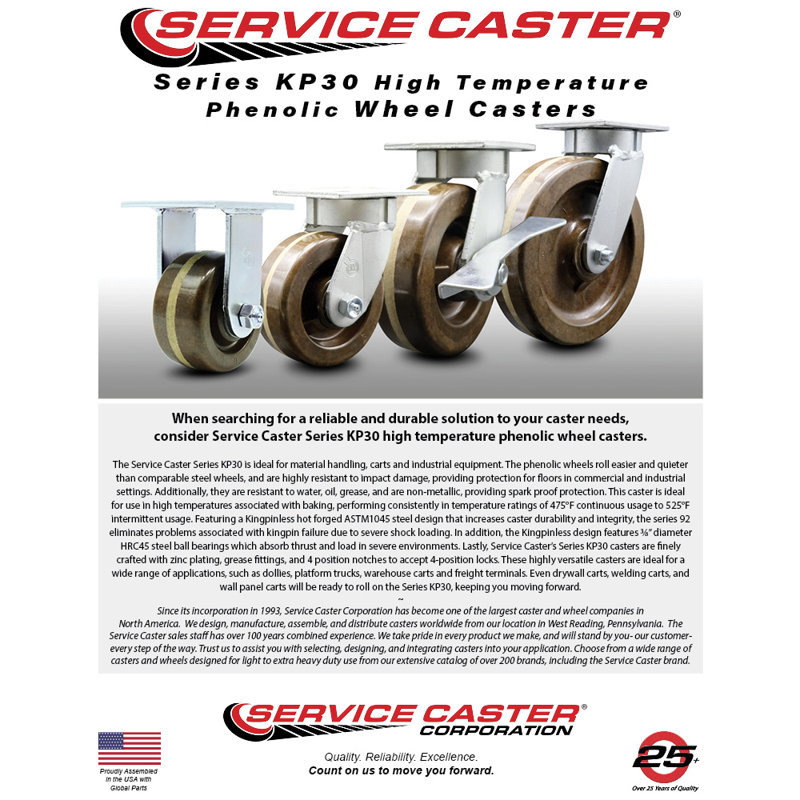 Service Caster Kingpinle High Temp Caster Set | Wayfair