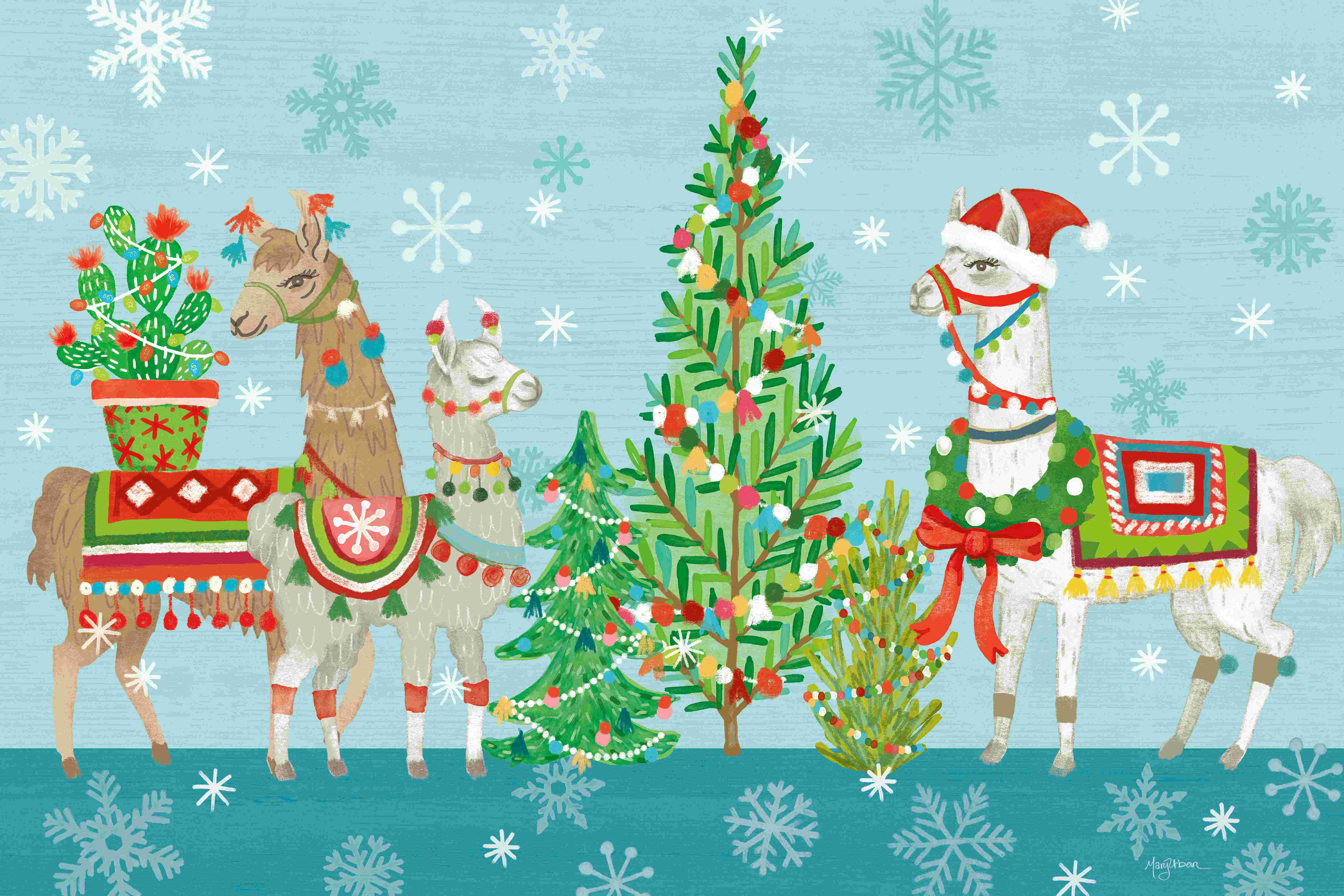 The Holiday Aisle® Lovely Llamas Christmas VIII by - on | Wayfair