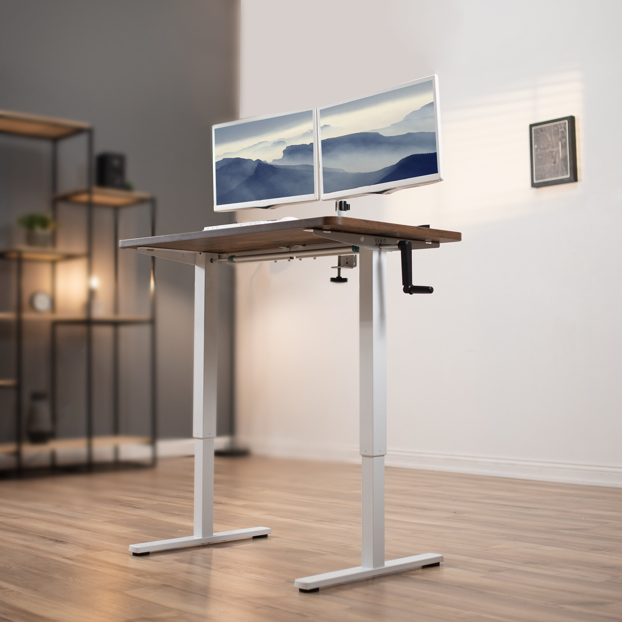 Vivo VIVO Manual Height Adjustable Stand Up Desk Frame Crank System ...