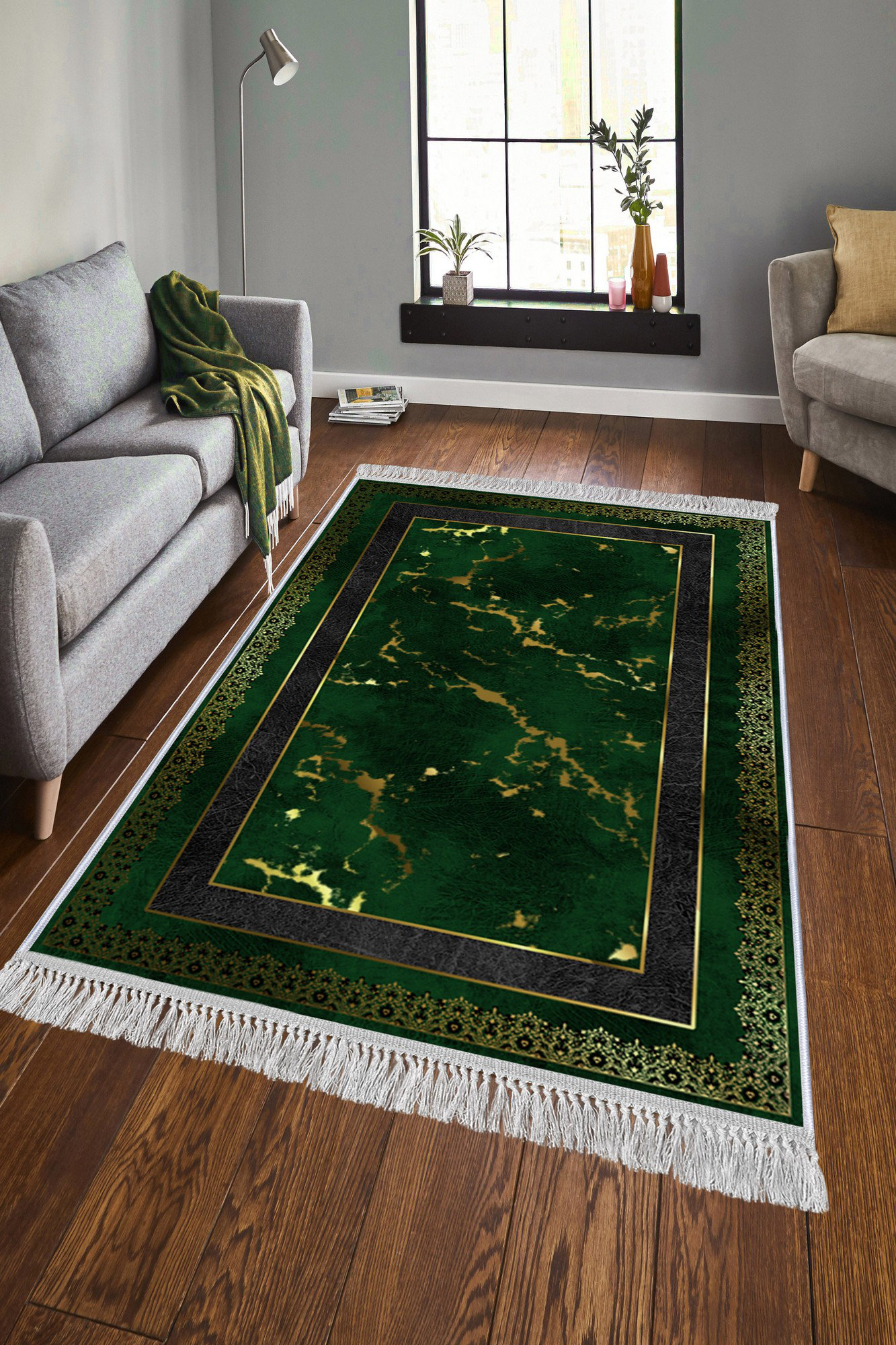East Urban Home Armitage Abstract Green Area Rug | Wayfair