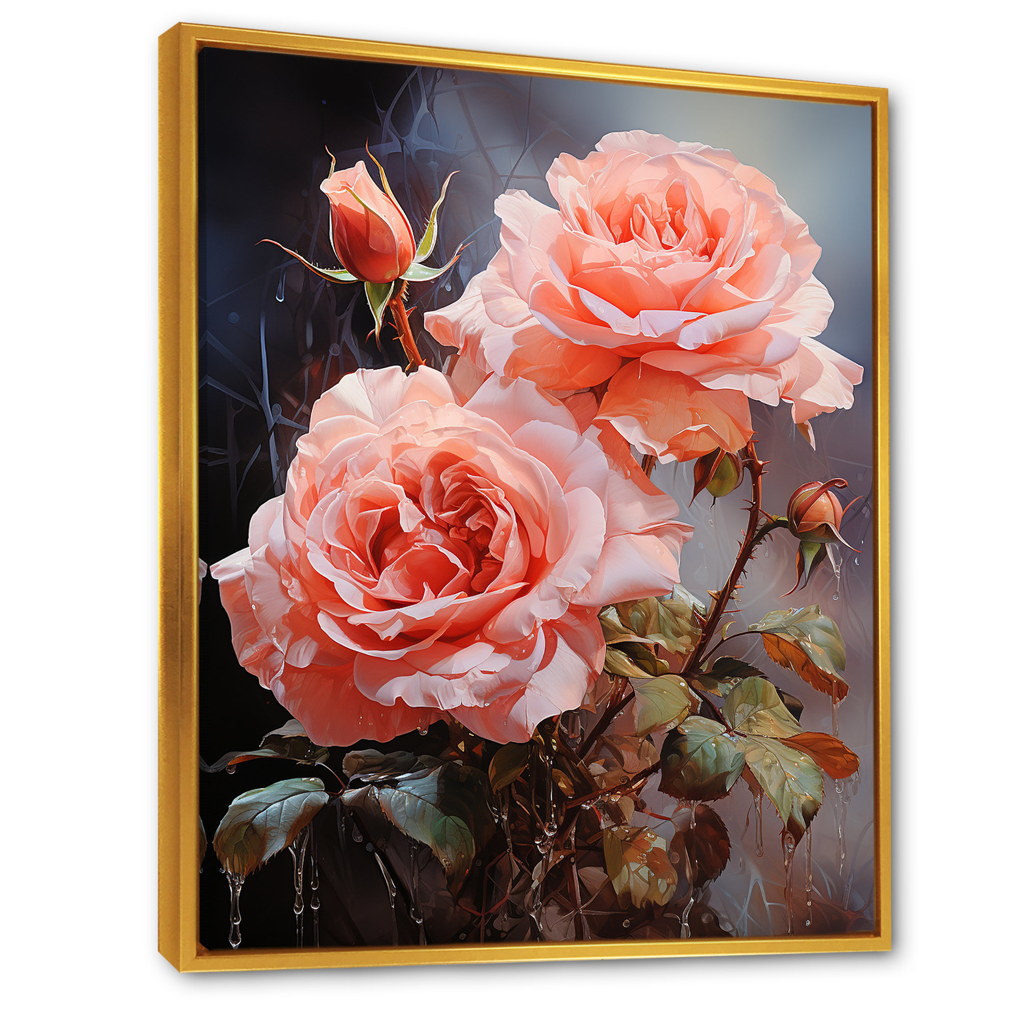 Design Art Pink Roses Symbolic Allure I - Roses Canvas Wall Art | Wayfair