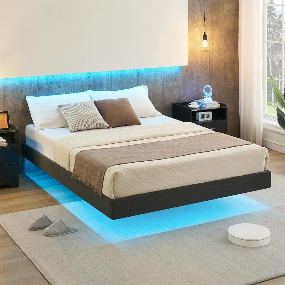Wrought Studio™ Upholstered Platform Bed Frame With Led Lights And ...
